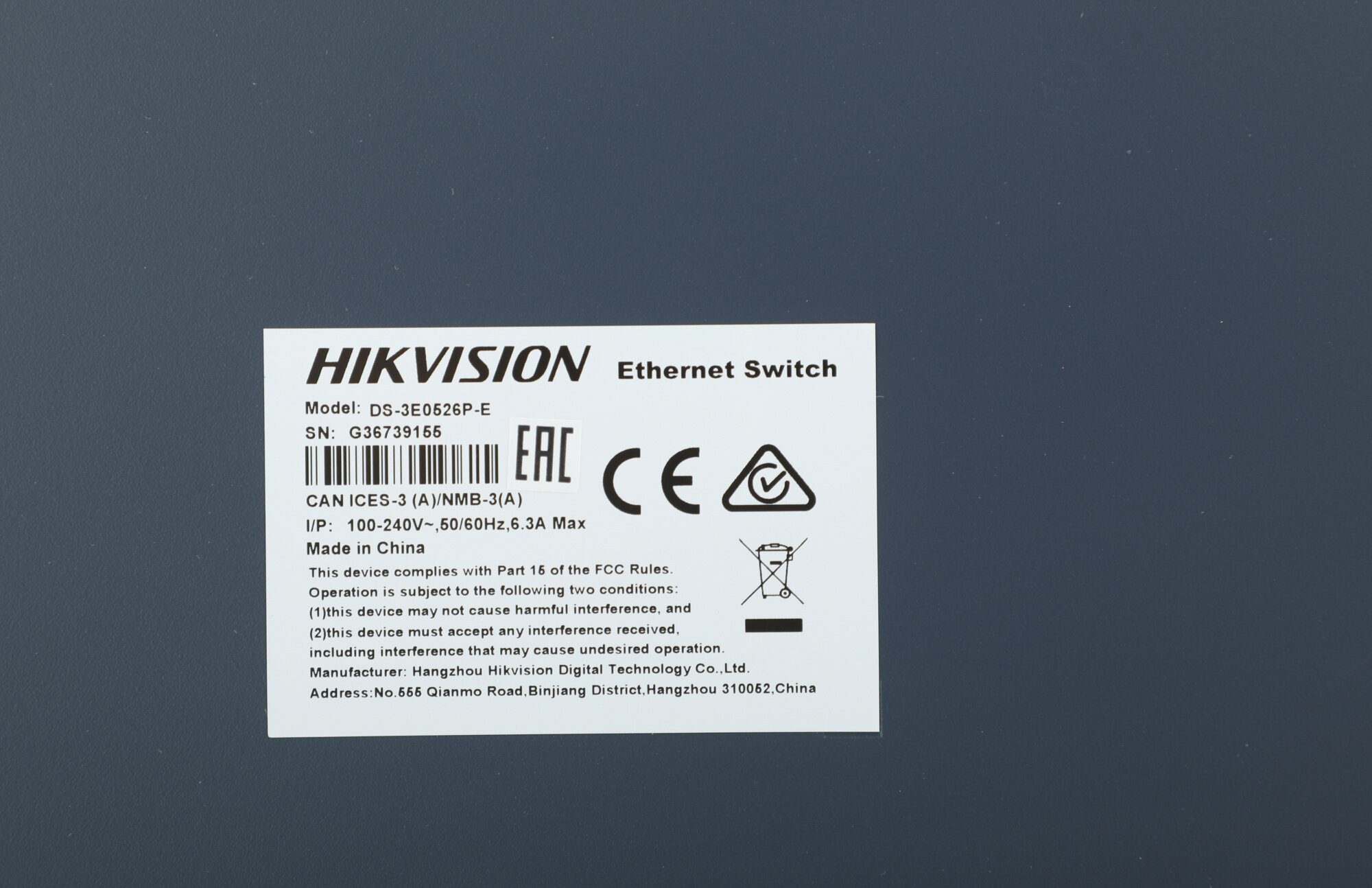 Коммутатор Hikvision DS-3E0526P-E 25x1Гбит/с 1SFP 24PoE+ 270W неуправляемый