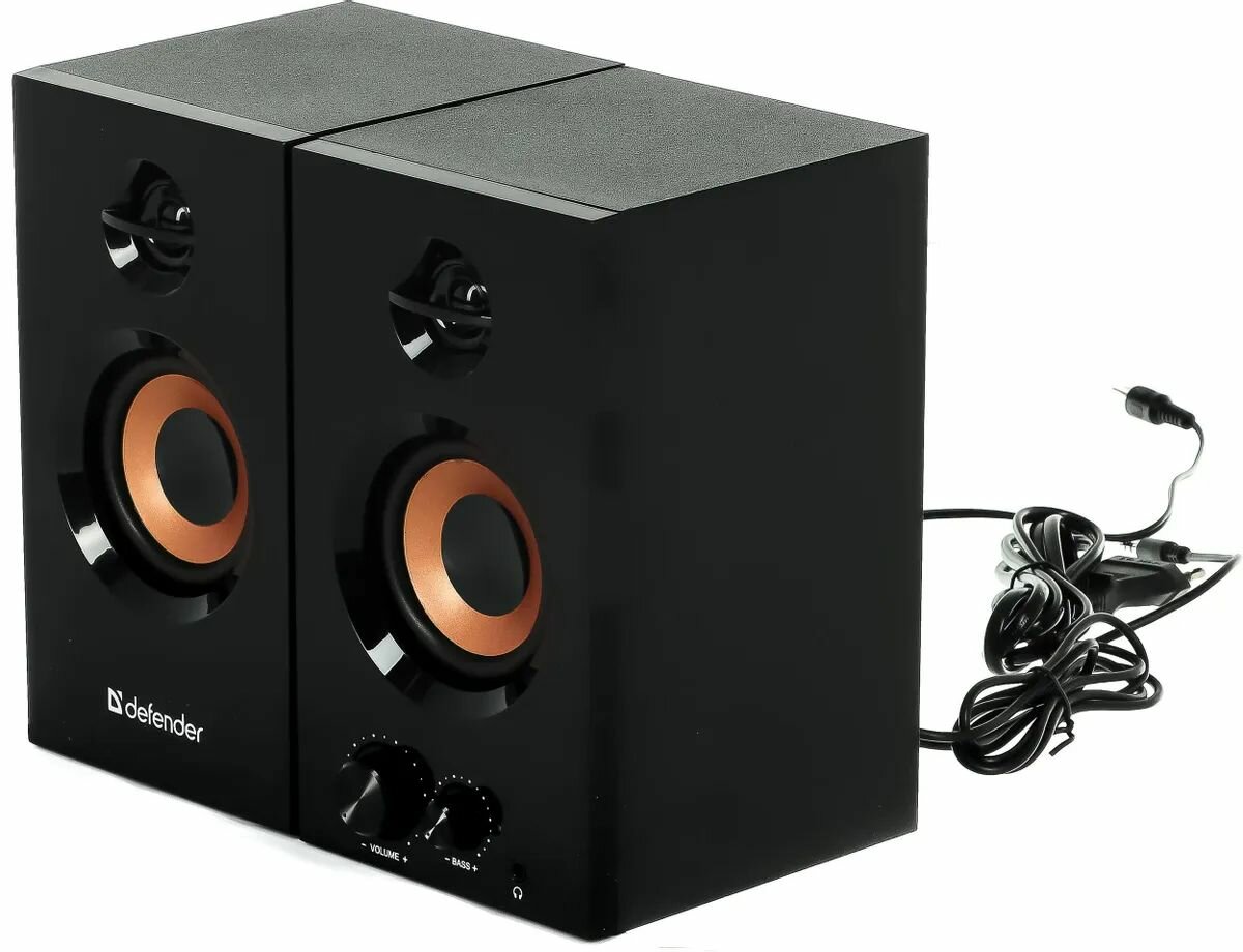 Колонки для компьютера Defender Aurora S20, 2x10 Вт, 2.0, разъём для наушников, черные (65419)