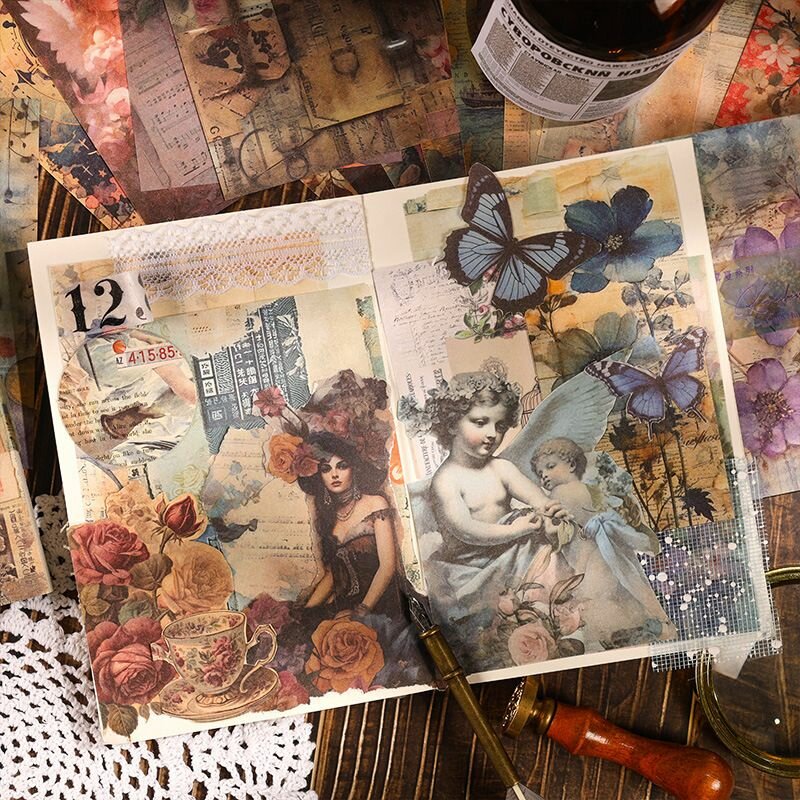 Гостевая книга, Mr. paper, Записная книжка в стиле ретро, 100 листов / книга, рисунок масляной живописи, писчая бумага, можно использовать для коллажа из блокнота