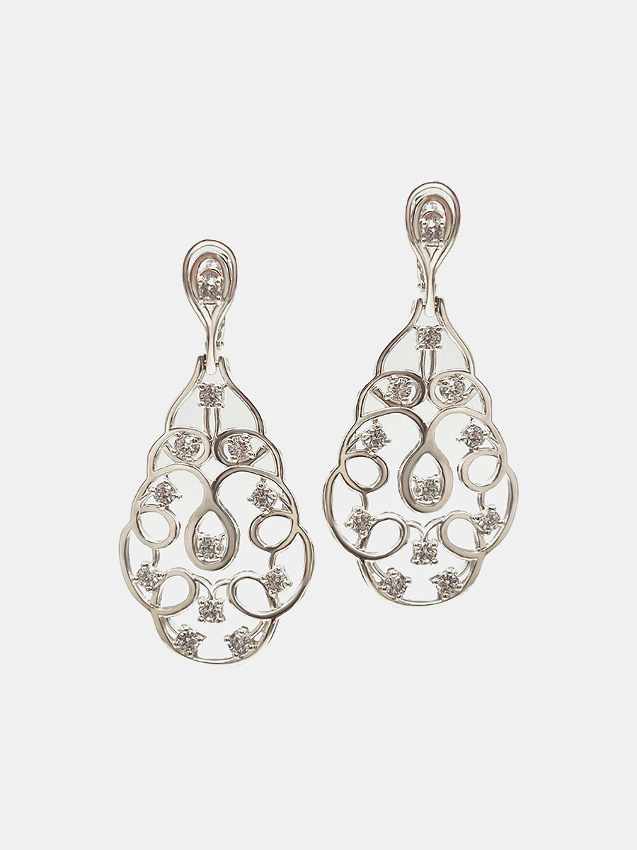 Серьги с подвесками, серебро, 925 проба, фианит