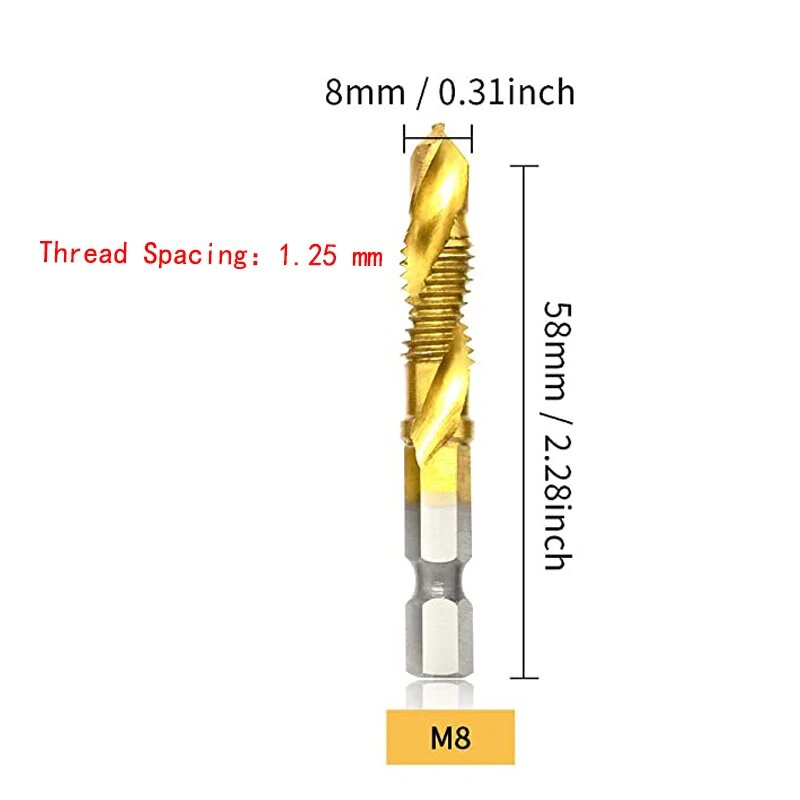 Метчик M8 x 1.25 мм, Gold