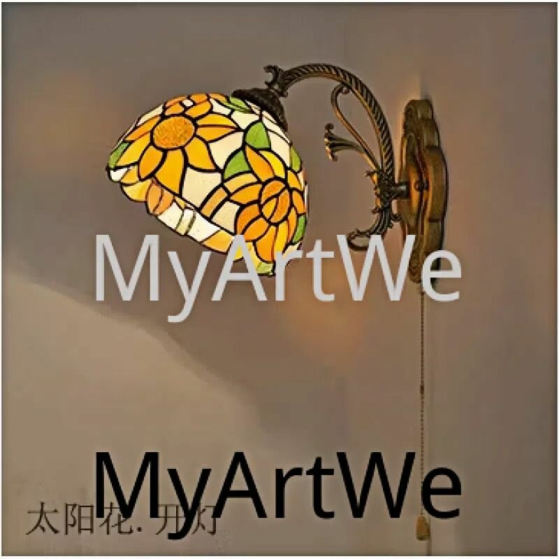 Бра MyArtWe M135W Стенной светильник с шнурком Стеклянная лампа от Тиффани