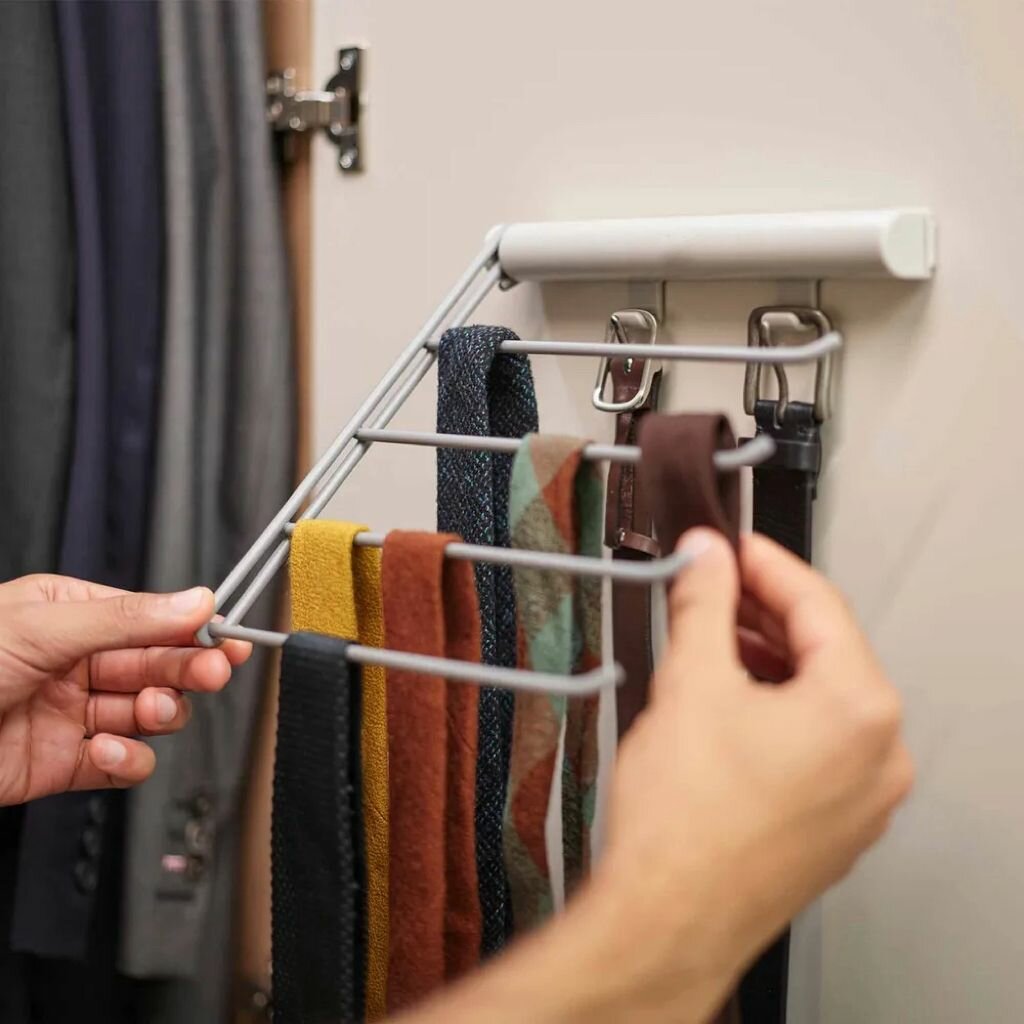 Вешалка-органайзер для ремней, галстуков и шарфов компактное решение для хранения в шкафу с удобным доступом