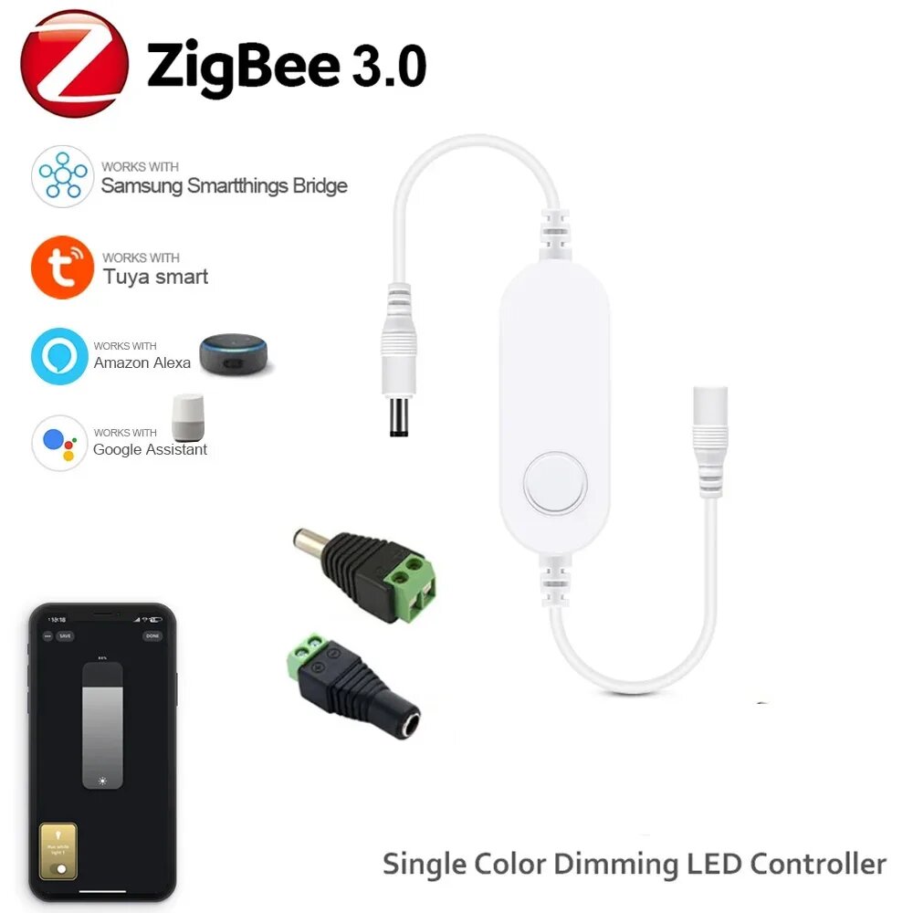 Мини-диммер Zigbee 3.0 для LED с DC адаптером