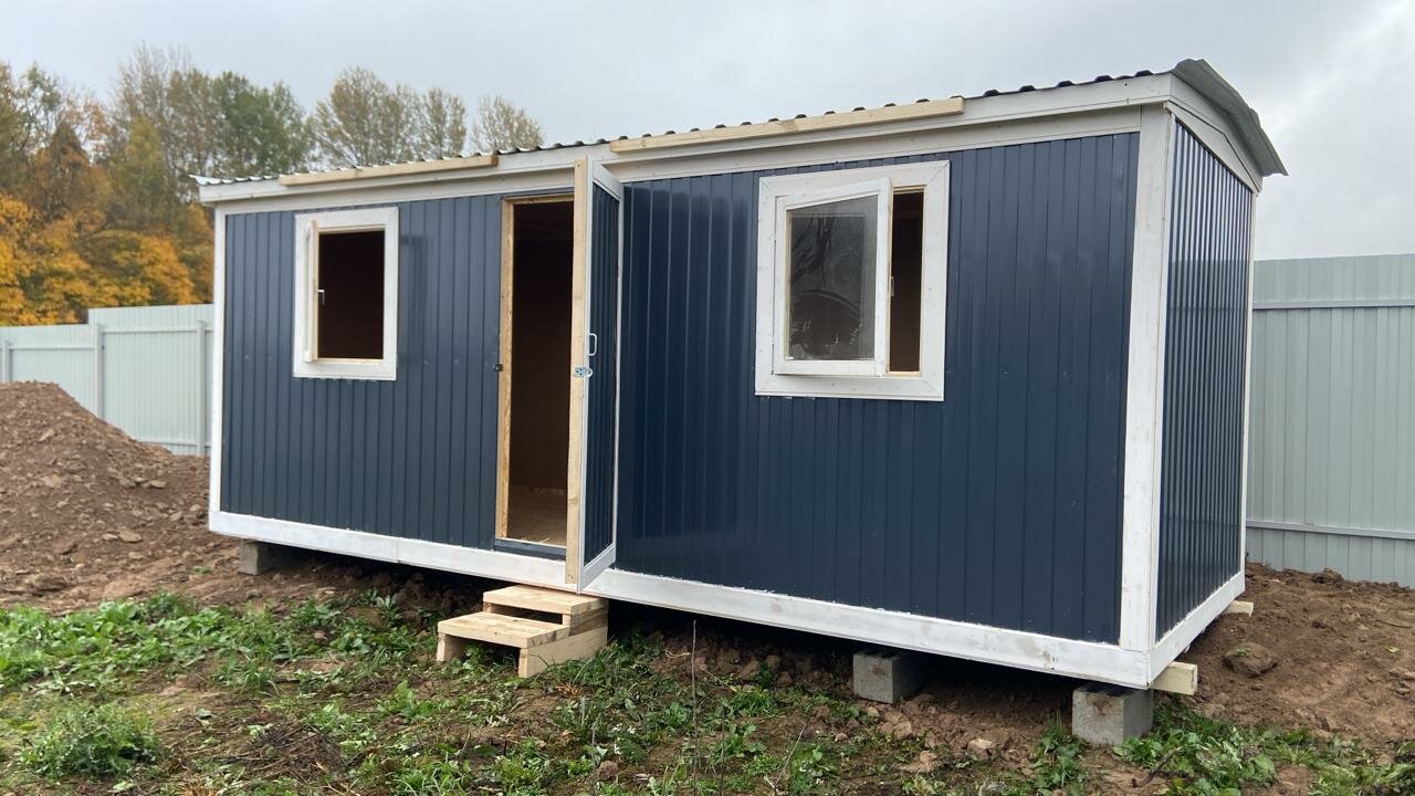 Бытовка, каркас дерево, 5x2.3 м, утепленная, доставка и установка