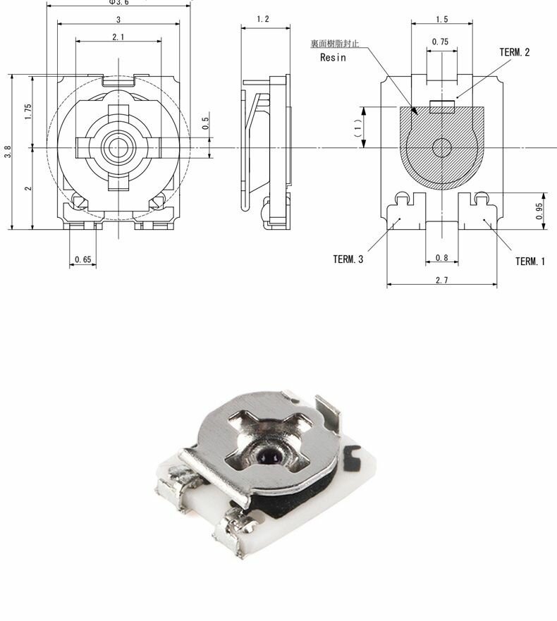 10 штук VG039NCHXT-B102 Резистор подстроечный керамический 1 кОм 0,1 Вт отклонение +/- 25 %