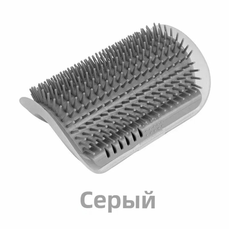 Чесалка для кошек угловая с кошачьей мятой, щетка для кошек, массажер для животных с креплением на стену. серый