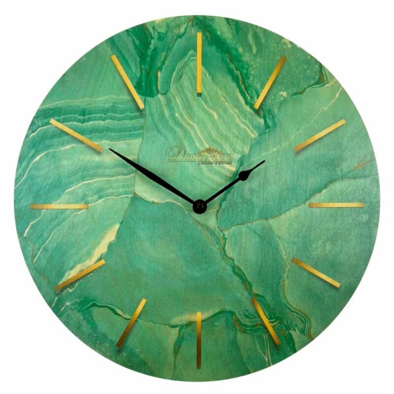Настенные часы Династия из дерева Династия Настенные часы из дерева 02-038 "Зелёный мрамор" с немецким механизмом