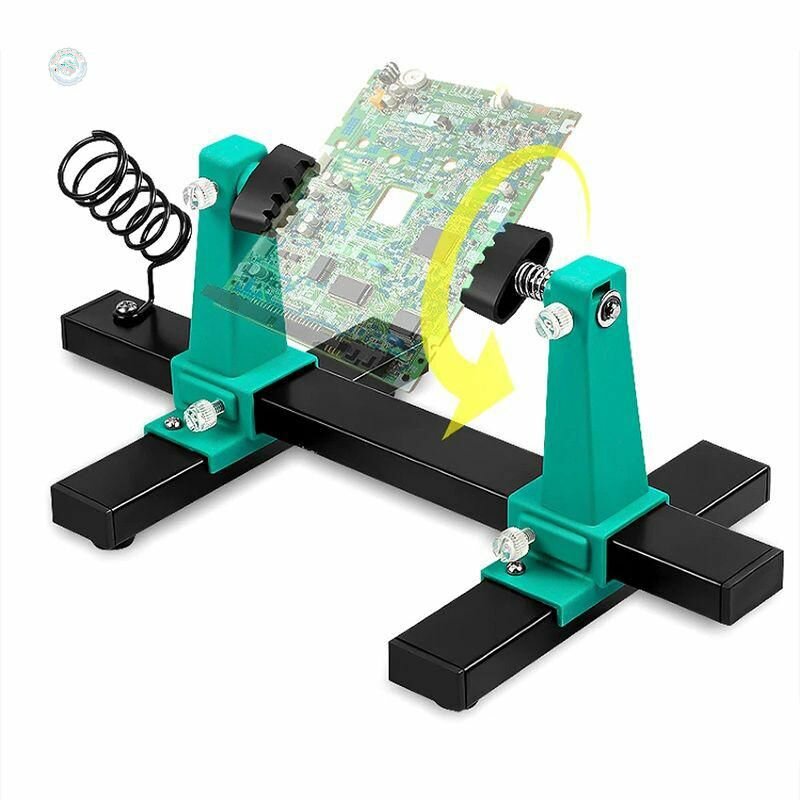 Универсальный держатель для печатных плат, регулируемый зажим 0-200 мм, поворотный патрон для пайки, с подставкой под паяльник, антискользящая база, черно-зеленый