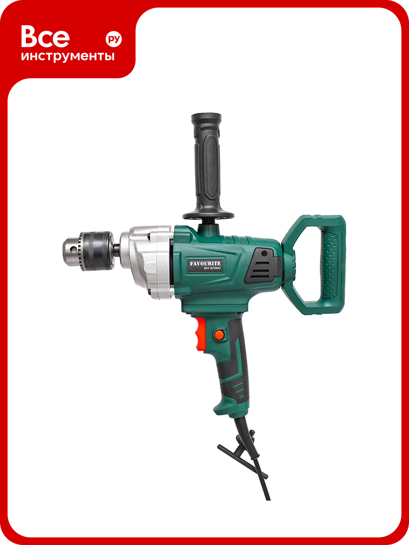 Миксер электрич. FAVOURITE EM 16/1300 1300Вт, 3-16мм, Ключевой патрон способствует надежной фиксации оснастки