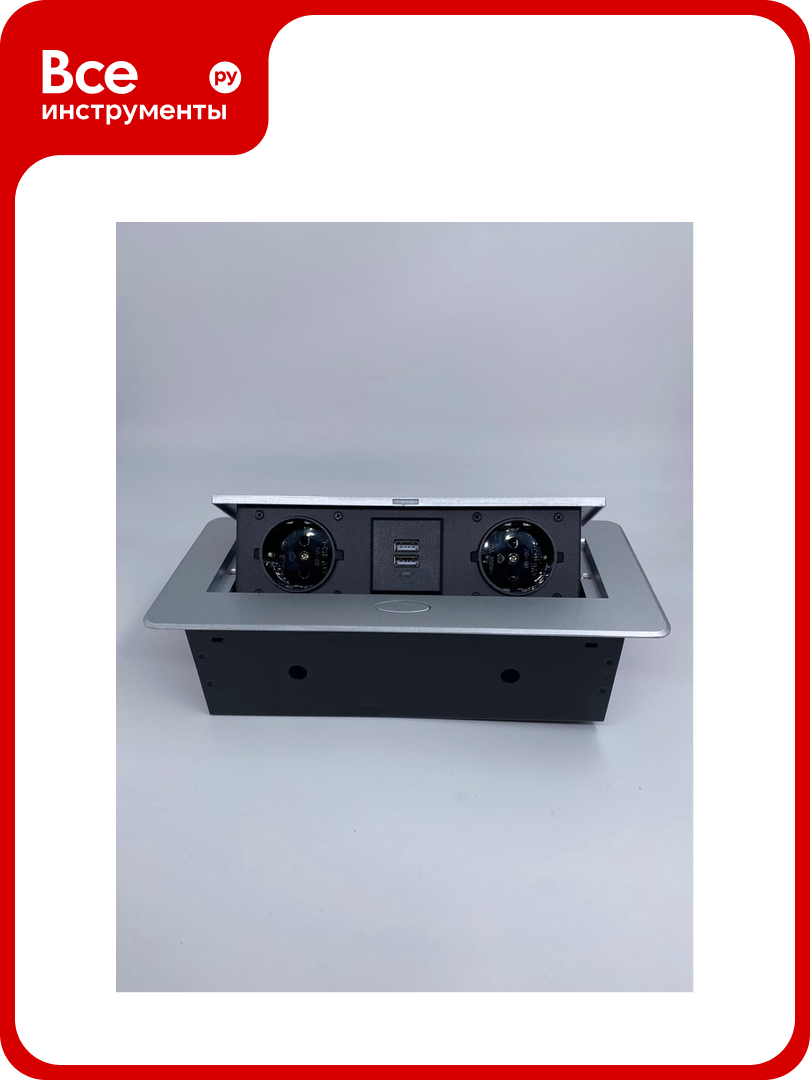 Встраиваемая выдвижная розетка для столешницы с usb Inrior TORO-88-80