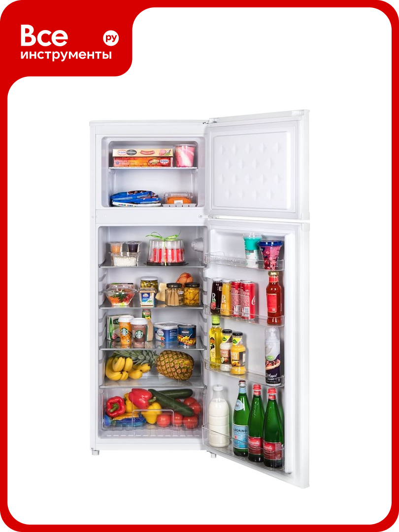 Холодильник MAUNFELD MFF143W, 143 см, пластик, двухкамерный с верхней морозильной камерой, система размораживания, белый