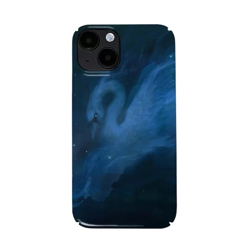 Чехол для телефона Ins Korean Blue Starlight Swan для iPhone 17 16E 15 Темно-синий, 1, For iphone16