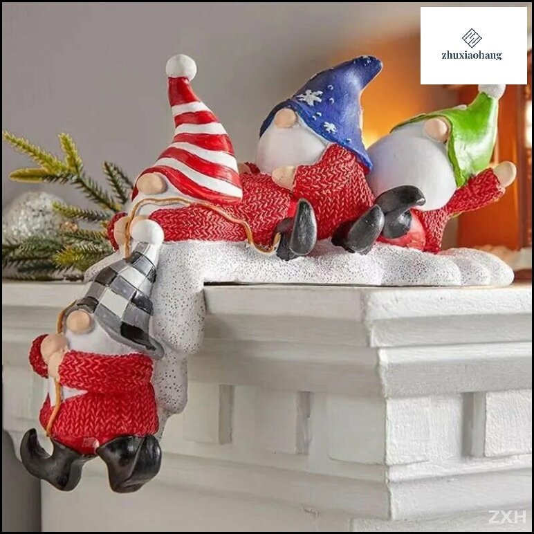 Эксклюзивный гном новогодний красный 12 см высотой 17 см длиной