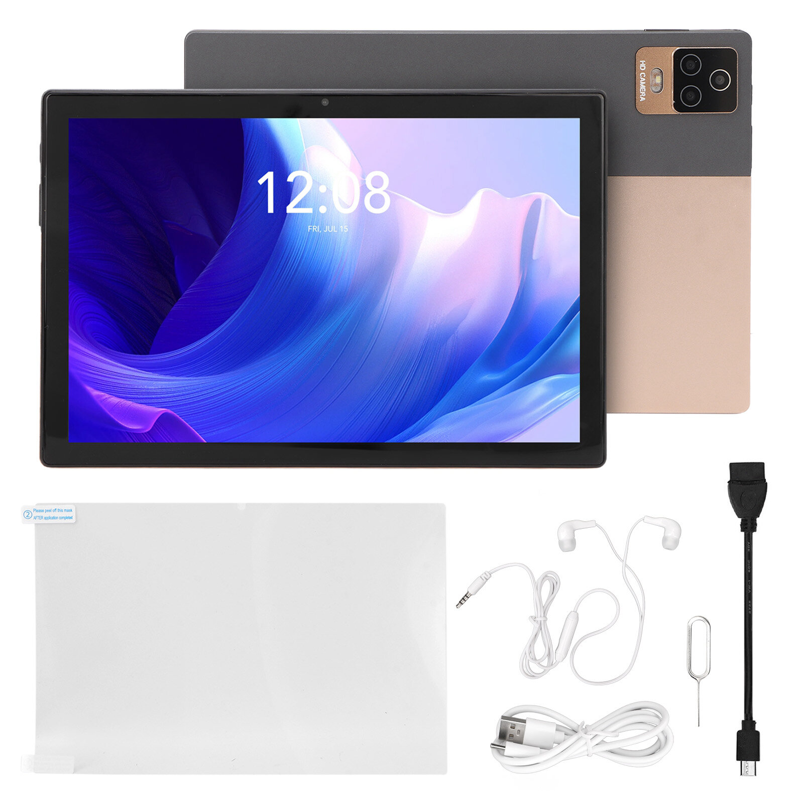 Планшет 10.1 дюймов HD, 10 ГБ+256 ГБ, Android 11, 4G LTE, два слота SIM, звонки, золотой