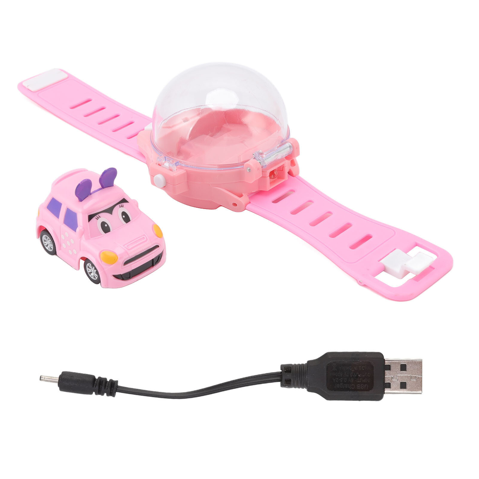 Радиоуправляемая машинка usb зарядка мультяшная милая мини модель с пультом для детей от 3 лет розовая