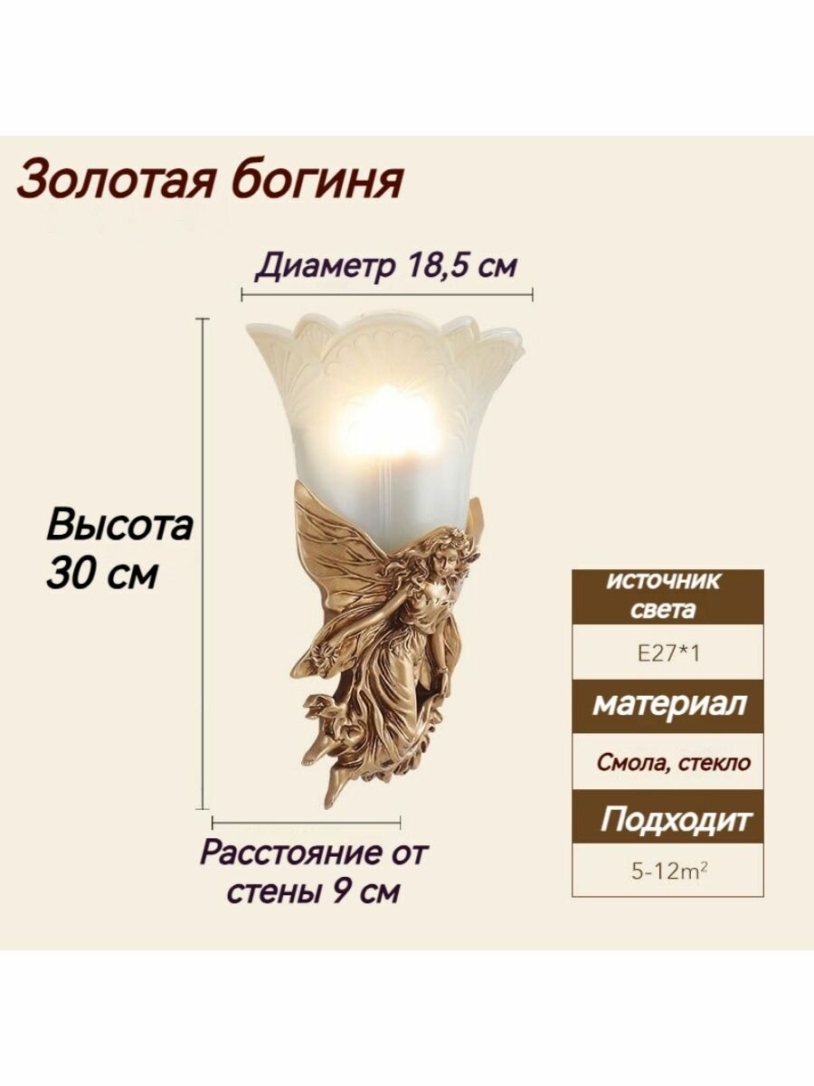 Европейский винтажный настенный светильник в форме ангела для спальни, гостиной, прихожей