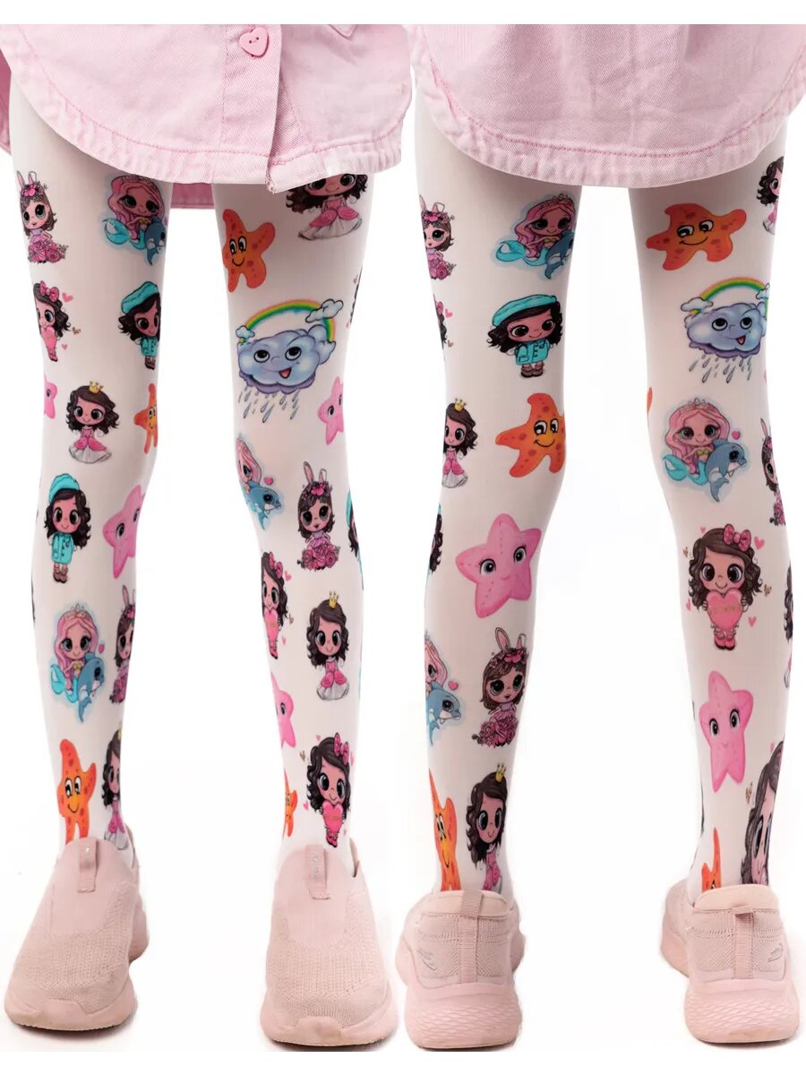 Колготки TTights, 50 den, размер 5-7 лет, белый, коричневый, черный, бежевый, синий — фото 1
