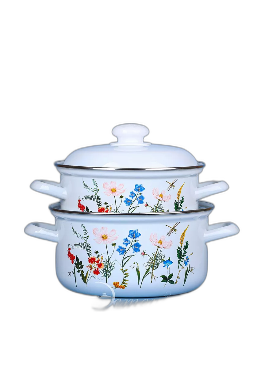 Набор кастрюль с крышками эмалированных 2 и 3 литра