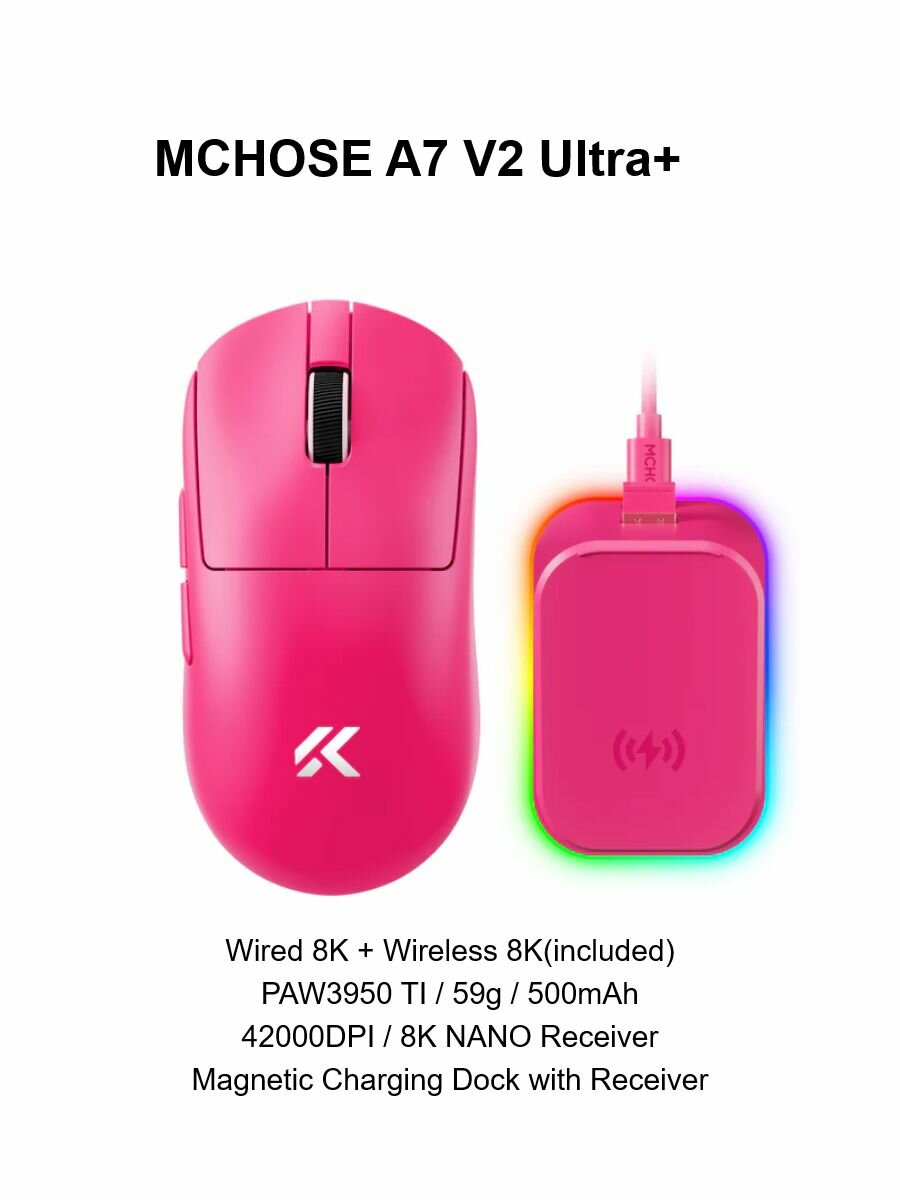 MCHOSE Мышь беспроводная A7 V2 Ultra+, красный, темно-коричневый
