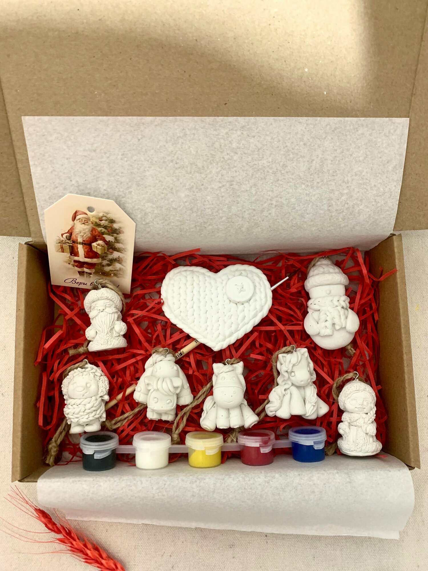 Набор Ёлочных игрушек. Фигурки из гипса для раскрашивания. Подарок на новый год.