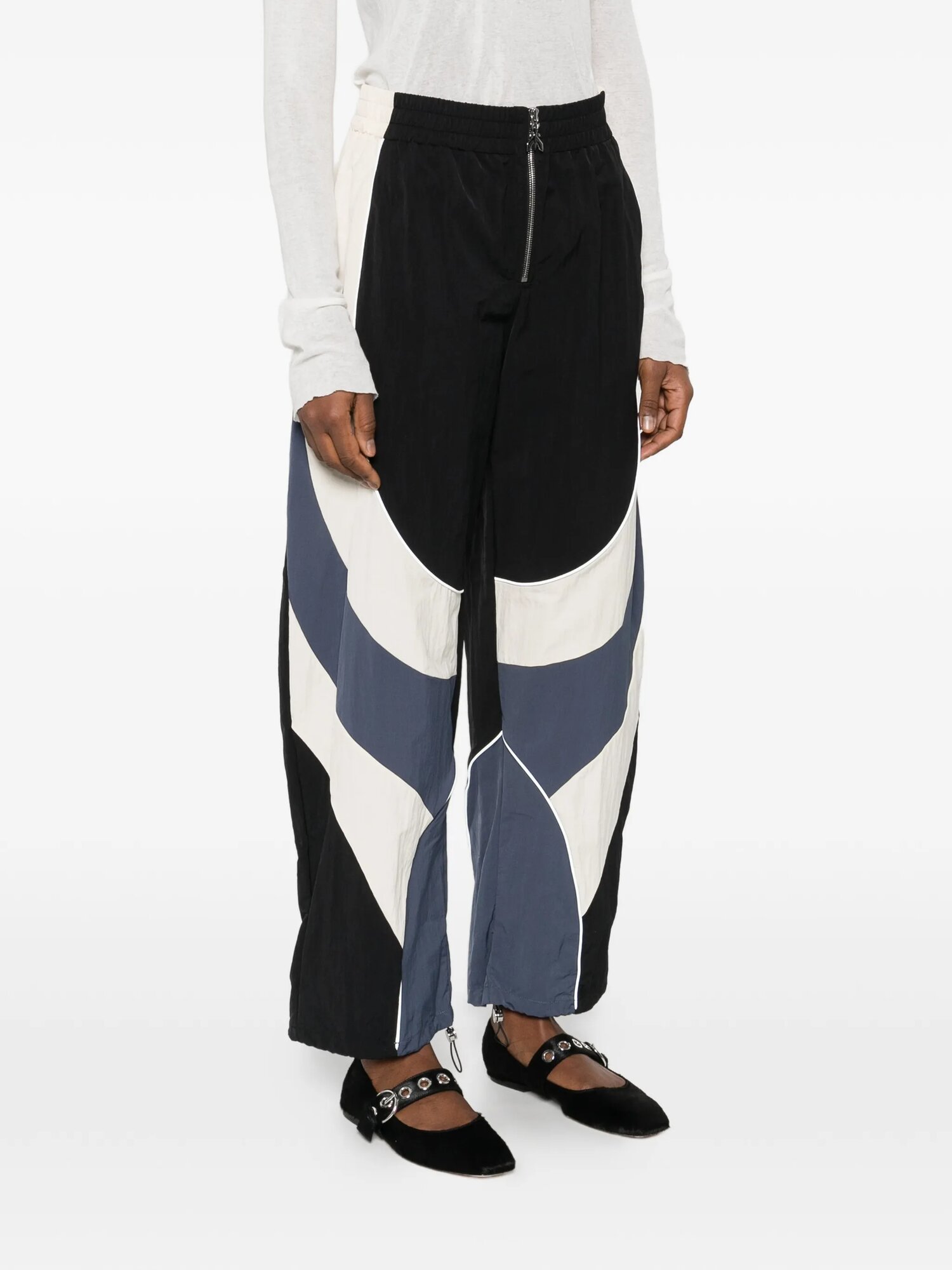 Брюки PATRIZIA PEPE Colourblock zip-up track pants, размер 44 — фото 1