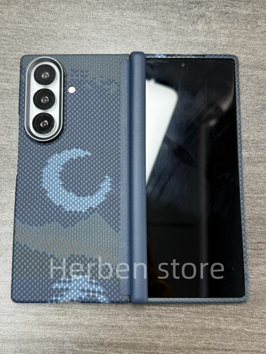 Кевларовый чехол для samsung galaxy z fold7, Ультратонкий защитный чехол из настоящего углеродного волокна С защитой центральной оси