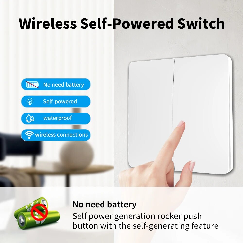 Smart Wireless Wall Switch 2 gang 2 receiver — фото 1