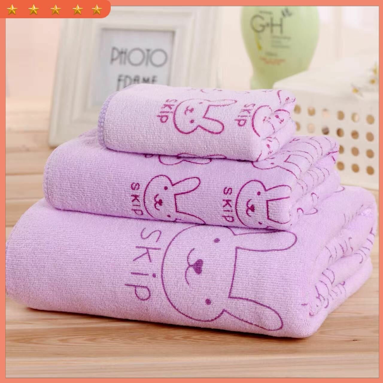 Полотенце банное, Микрофибра, 70x140 см, фиолетовый, 3 шт. случайно