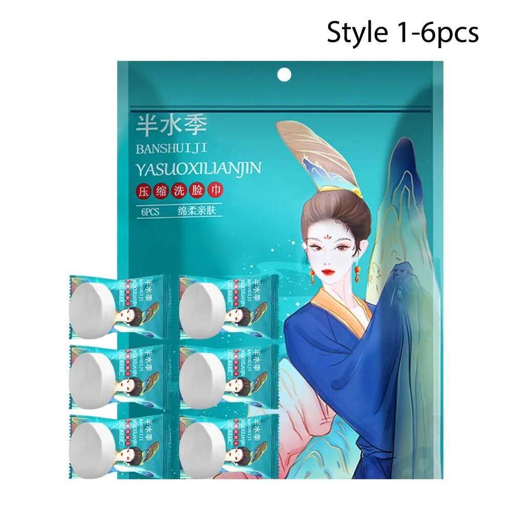 Сжатые полотенца из хлопка White 6pcs-Style 1