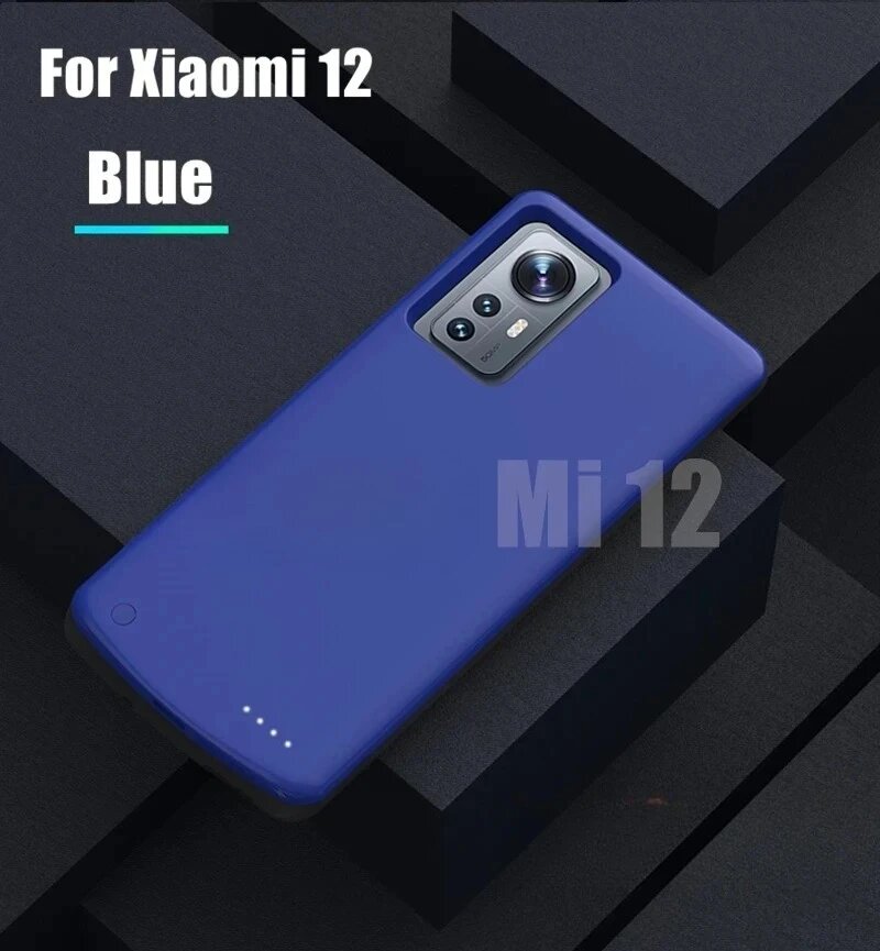 Чехол Power Bank для Xiaomi Mi 12 Pro, внешние чехлы для аккумуляторов, 10000 мАч, портативный чехол Powerbank для Xiaomi 12 12X, чехол для зарядки Mi 12 Blue