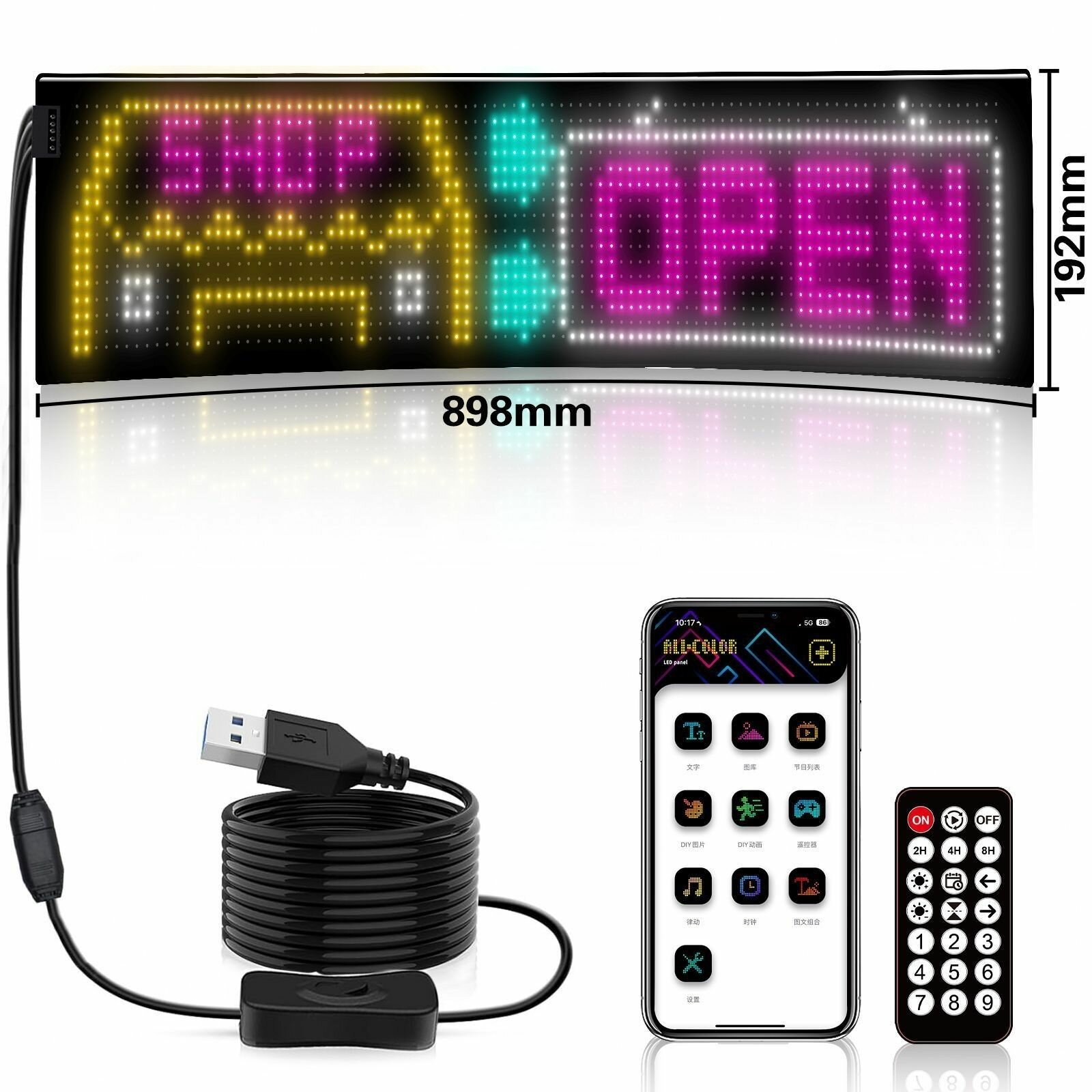 Гибкий многоцветный светодиодный экран с бегущей строкой (RGB SMD), электронное информационное табло, логотип автомобиля на стекле, светодиодный экран в салоне автомобиля, ресторан, бар, магазин