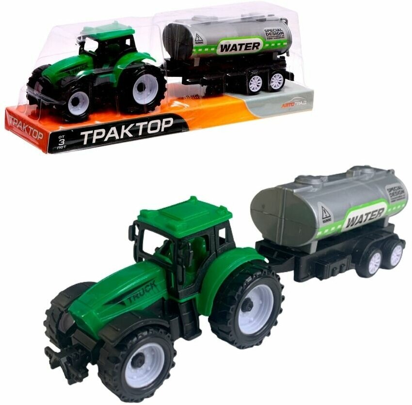Модель техники "Трактор водовоз с цистерной", 22 см