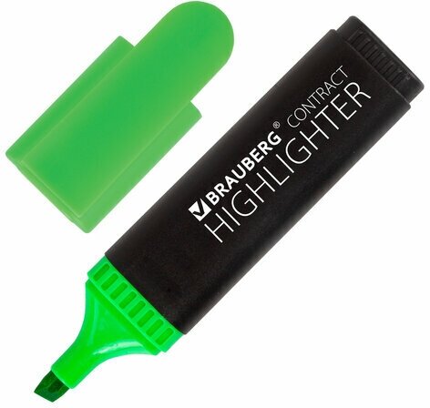 Текстовыделитель BRAUBERG "Contract", зеленый, линия 1-5 мм, 150390