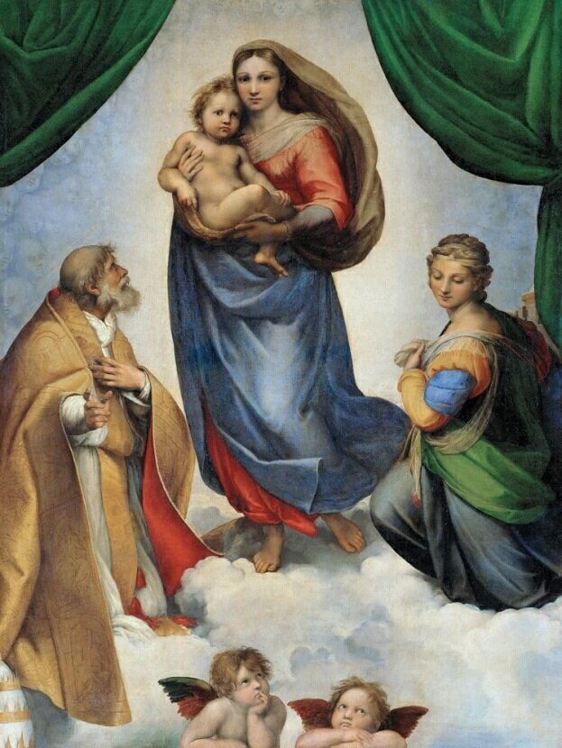 Плакат, постер Raffaello Santi, Рафаэль Санти-Сикстинская мадонна на бумаге, размер 30х42см