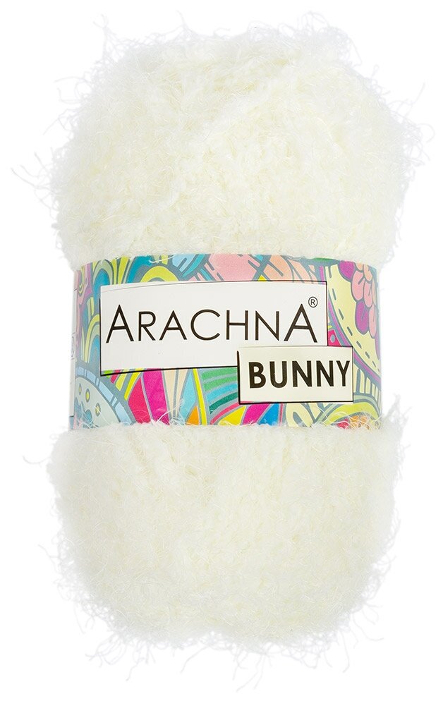 Пряжа плюшевая ARACHNA "BUNNY" 5 шт. по 100 г 110 м 100% микрополиэстер №73 молочный
