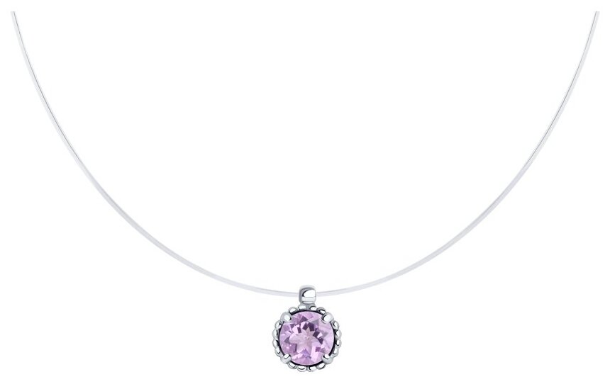 Колье, серебро, 925 проба, родирование, аметист