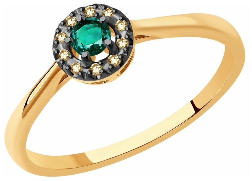 Кольцо, красное золото, 585 проба, изумруд