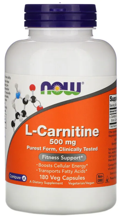 NOW L-carnitine (L-карнитин) 500 мг 180 капсул