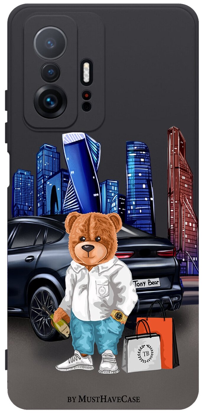 Черный силиконовый чехол MustHaveCase для Xiaomi 11T Tony Moscow city/ Тони Москва Сити для Сяоми 11Т