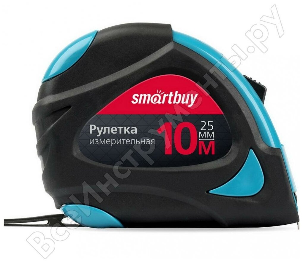 Измерительная рулетка Smartbuy 10мх25мм, прорезиненный корпус, 2 фиксатора, усиленный зацеп SBT-MTP-1025P2