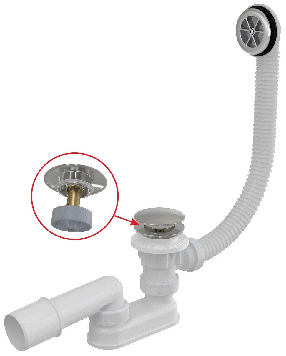 Сифон для ванны Alcadrain CLICK/CLACK, металл A505CKM-100