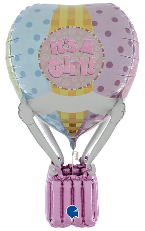 Фигура Шар фольгированный с корзиной IT'S A GIRL блеск 100-200см