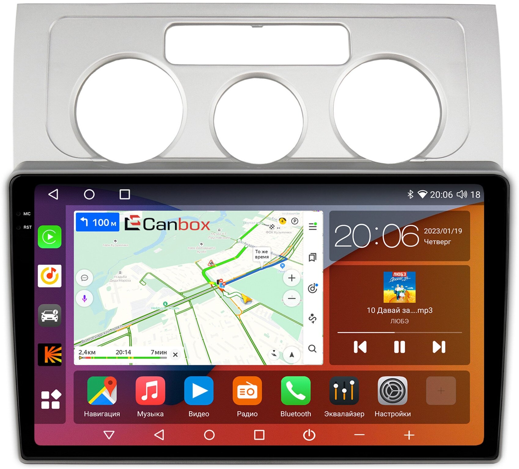 Штатная магнитола Volkswagen Touran 2003-2010 (авто без климат-контроля) Canbox EVO 2K 5830-10-544 Android 14 (4G-SIM, 12/256, DSP, QLed, AI, 360)