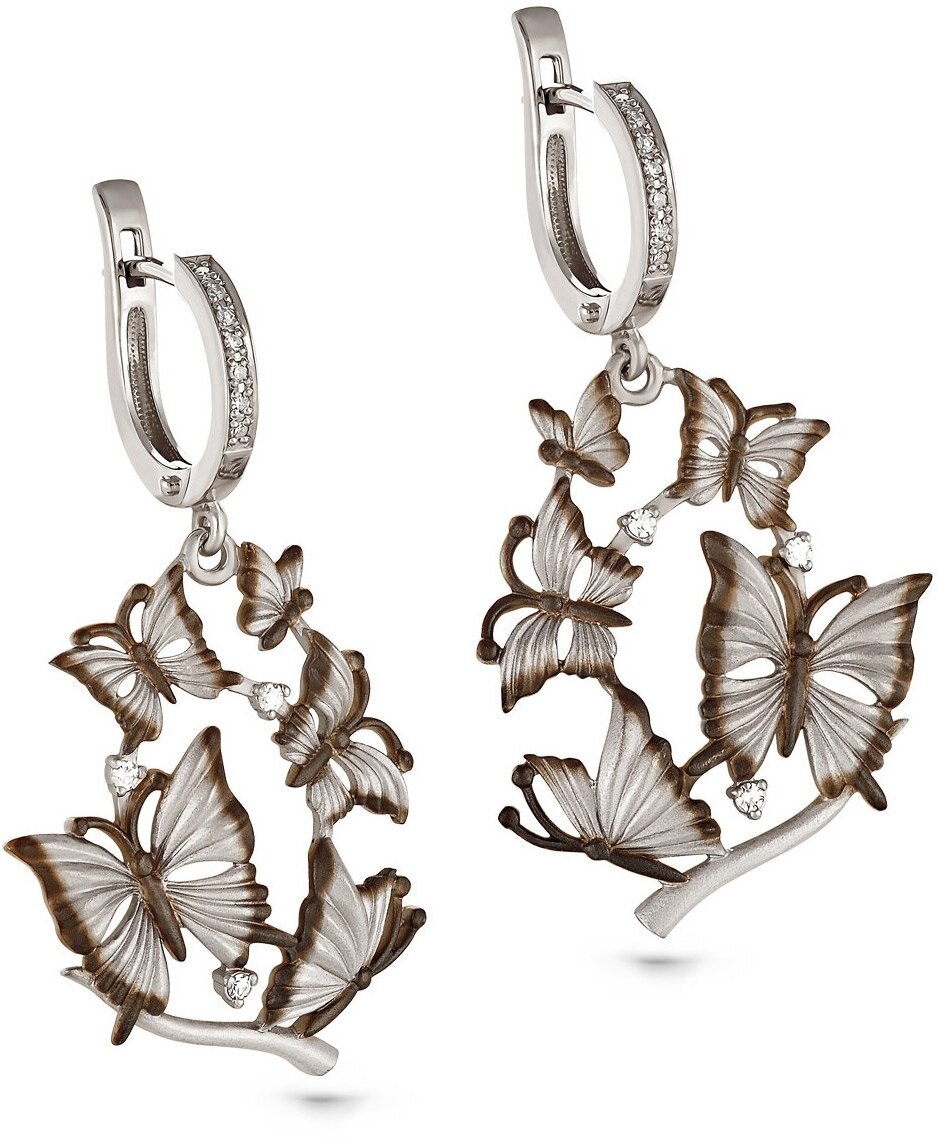 Серьги JEWELIN, белое золото, 585 проба, бриллиант