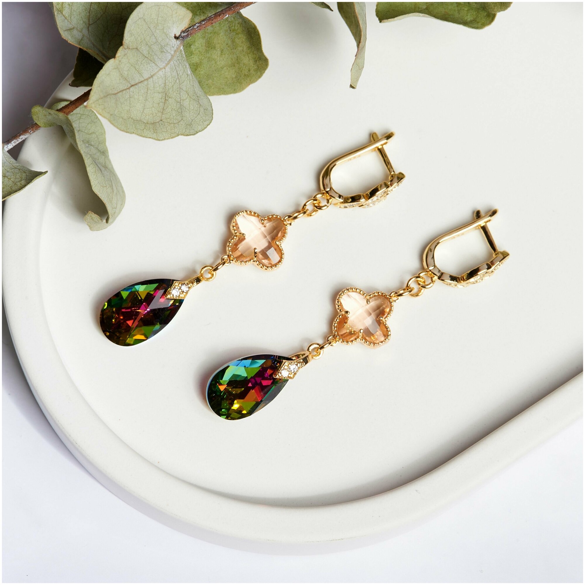 Серьги, кристаллы Swarovski, кристалл, стекло