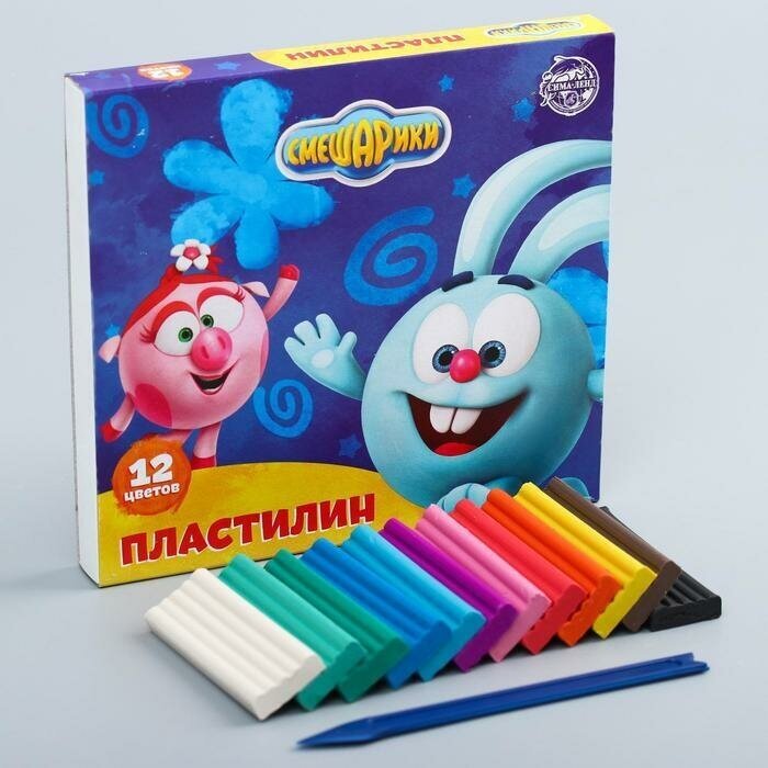 Пластилин смешарики, 12 цветов, 180 г