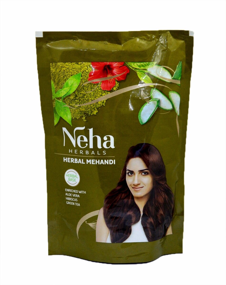 Neha Herbals HERBAL MEHANDI (нэха Хэрбалс, хна на травяной основе, Обогащена Алоэ Вера, Гибискус, Зеленый чай), 500 г.
