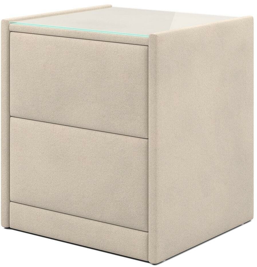 Тумба напольная Hoff Аризона, 45,5х48х41 см, прикроватная, 2 ящика, ЛДСП/ДСП/стекло/ППУ/велюр/холкон, цвет бежевый