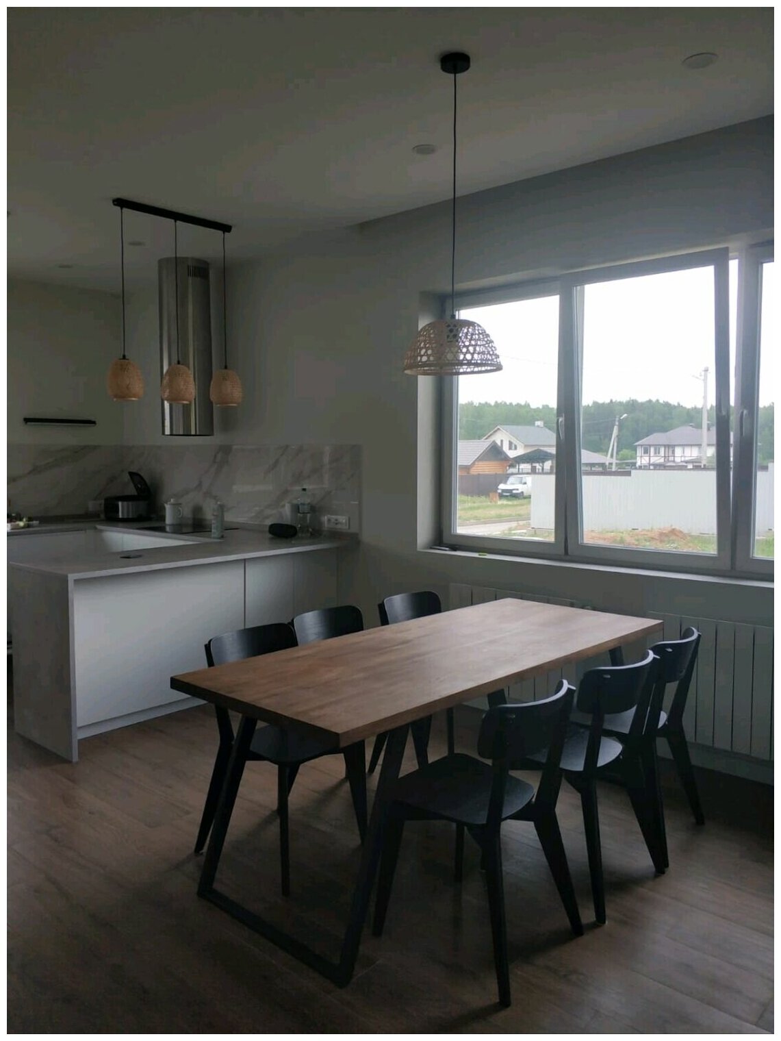 Стол "EasyLOFT" в стиле лофт из массива дуба, для кухни и гостиной, 200х80х75 см. — фото 1